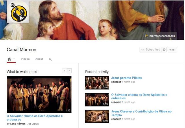 O Mormon Channel reconhecido como canal de topo no YouTube